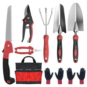 garden tool set gardening tools alloy steel hand tool garden tool sets for women kids starter kit with garden bag, outdoor tool, heavy duty gardening work set with ergonomic handle, gardening tools