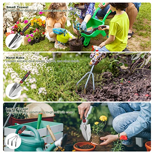 Garden Tool Set Gardening Tools Alloy Steel Hand Tool Garden Tool Sets for Women Kids Starter Kit with Garden Bag, Outdoor Tool, Heavy Duty Gardening Work Set with Ergonomic Handle, Gardening Tools