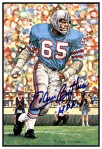 elvin bethea signed goal line art card glac autographed w/hof oilers psa/dna