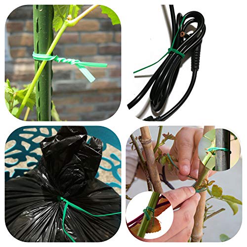 POYEE 328ft (100m) Garden Twist Tie, Green PE Plastic Coated Plant Twist Tie with Cutter for Gardening and Office Organization, Home 1 Pack