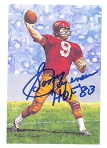 sonny jurgensen signed goal line art card glac autographed w/hof washington bas