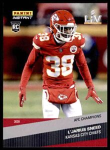 football nfl 2020 panini instant kansas city chiefs #256 l’jarius sneed afc champions chiefs