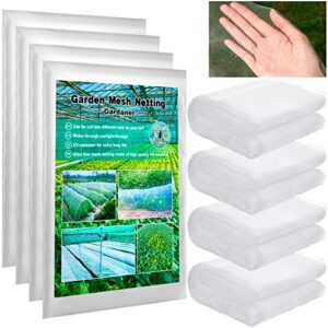 4 pcs garden netting mosquito netting plant covers bird netting mesh netting for garden row cover plant netting garden barrier netting for protect vegetable plants fruits flowers (10 x 20 ft)