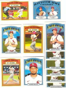 st. louis cardinals 2021 topps heritage series complete mint hand collated 19 card team set featuring yadier molina and adam wainwright plus a dylan carlson rookie card and more