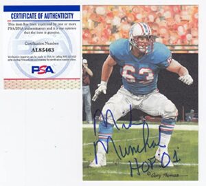 mike munchak signed goal line art card glac autographed w/hof oilers psa/dna