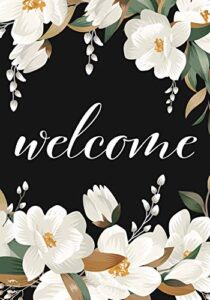 white magnolias spring garden flag welcome flowers 12.5″ x 18″ briarwood lane