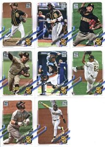 2021 topps series 1 san diego padres team set of 12 cards: fernando tatis jr.(#1), mitch moreland(#38), garrett richards(#140), manny machado(#192), luis patino(#205), francisco mejia(#248), trent grisham(#249), chris paddack(#259), mike clevinger(#265),