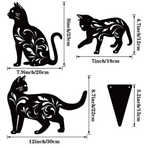 URATOT 3 Pack Metal Cat Garden Statues Black Cat Silhouette Cat Decorative Garden Stakes Garden Outdoor Statues Animal Stakes for Yard Decor and Lawn Ornaments