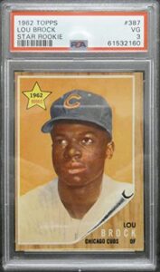 1962 topps lou brock star rookie #387 psa 3 vg – baseball slabbed rookie cards