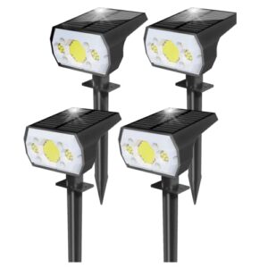 romeluce 4pcs solar spotlight outdoor, 64 leds 1000 lumens 3 lighting modes solar powered garden pathway spotlights, ip66 solar powered landscape lights wall lights in one, for yard garden tree flag