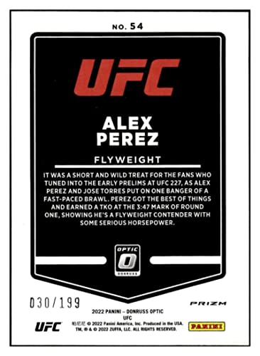 ALEX PEREZ 2022 Donruss Optic UFC /199 Red #54 NM+-MT+ MMA Fighting CardsPremiere Release Set