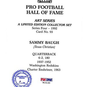 Sammy Baugh Signed Goal Line Art GLAC Autographed Washington Blue Stamp PSA/DNA