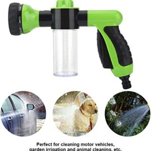 Searea Garden Hose Nozzle Adjustable Hose Spray Nozzle High Pressure 8 Watering Pattern with 3.5Oz Soap Sprayer Power Garden Water Hose Foam Nozzle Sprayer for Car Washing Pet Shower(Green)