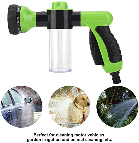 Searea Garden Hose Nozzle Adjustable Hose Spray Nozzle High Pressure 8 Watering Pattern with 3.5Oz Soap Sprayer Power Garden Water Hose Foam Nozzle Sprayer for Car Washing Pet Shower(Green)