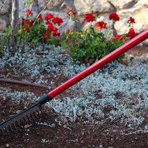 TABOR TOOLS J205A Level Head Rake with Strong Long 54 Inch Fiberglass Handle, 14-Tine Garden Rake.