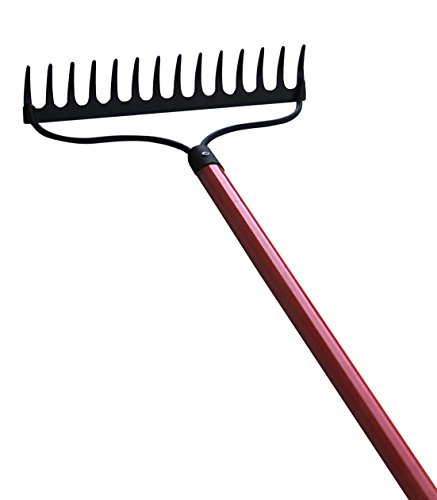 TABOR TOOLS J205A Level Head Rake with Strong Long 54 Inch Fiberglass Handle, 14-Tine Garden Rake.