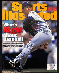 hideo nomo signed 1995 sports illustrated no label autographed dodgers psa/dna