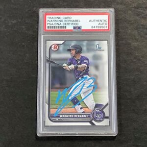 2021 bowman chrome #bp-46 warming bernabel signed card psa slabbed auto rockies – baseball slabbed autographed cards