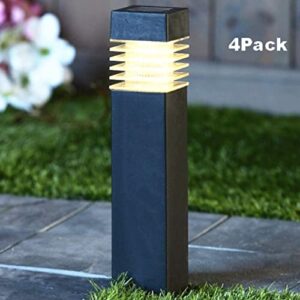 solar garden pathway lights outdoor bright 3 color led landscape path bollard stake light sogrand waterproof decorative yard lighting 4pack