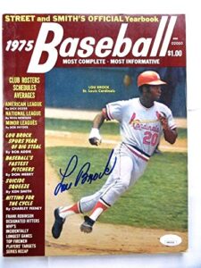 lou brock signed autographed magazine street & smith 1975 cardinals jsa ah04518 – autographed mlb magazines