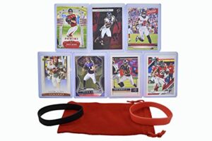 atlanta falcons football cards: matt ryan, julio jones, todd gurley, calvin ridley, ito smith, hayden hurst, gerald riggs assorted football stars & legends trading card & wristbands bundle