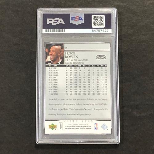 2007-08 Upper Deck First Edition #25 Bruce Bowen Signed Card AUTO GRADE 10 PSA S - Basketball Autographed Cards