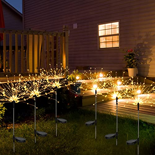 BLUEGUAN 5 Pack Solar Firework Light with 2 Modes, Flashing and Steady on, Suitable for Gardens, courtyards, Parties, etc.