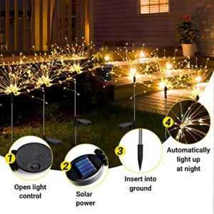 BLUEGUAN 5 Pack Solar Firework Light with 2 Modes, Flashing and Steady on, Suitable for Gardens, courtyards, Parties, etc.