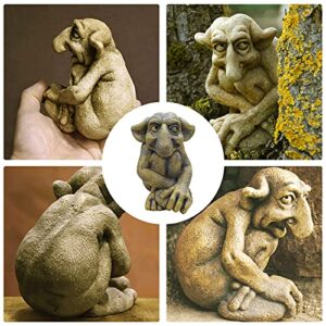 Troll Statues Home Decor, Gargoyle Statues, Cast Stone Trolls, Gothic Sculpture Home Garden Art Decorations, Exquisite Stone Statues for Indoor Outdoor