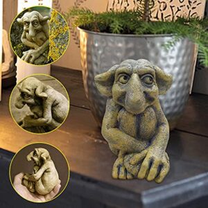 Troll Statues Home Decor, Gargoyle Statues, Cast Stone Trolls, Gothic Sculpture Home Garden Art Decorations, Exquisite Stone Statues for Indoor Outdoor