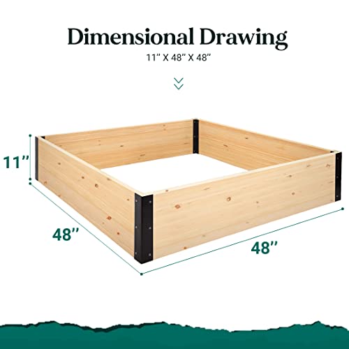 Quictent 4x4 Raised Garden Bed Kit – Elevated Ground Planter for Growing Fruit/Vegetables/Herbs – (48 x 48 x 11) inches – Natural Rot-Resistant Wood w/Corner Brackets Outdoors