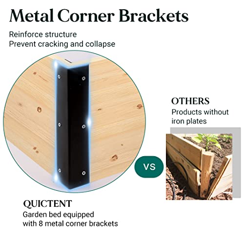 Quictent 4x4 Raised Garden Bed Kit – Elevated Ground Planter for Growing Fruit/Vegetables/Herbs – (48 x 48 x 11) inches – Natural Rot-Resistant Wood w/Corner Brackets Outdoors