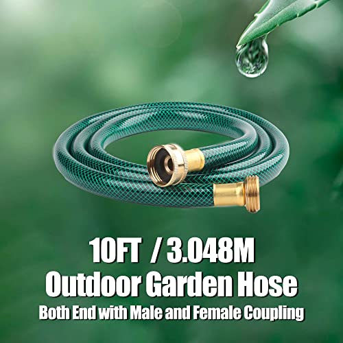 FUNJEE ½" Outdoor Garden Hose for Lawns, Water Hose, Boat Hose, Flexible Durable and Leakproof, Solid Brass GHT Connector (10, Green)