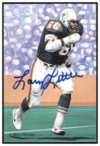 larry little signed goal line art card glac autographed dolphins psa/dna