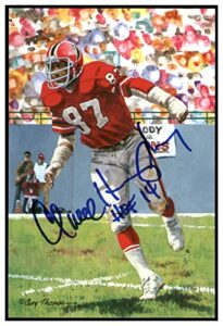 claude humphrey signed goal line art card glac autographed w/hof falcons psa/dna