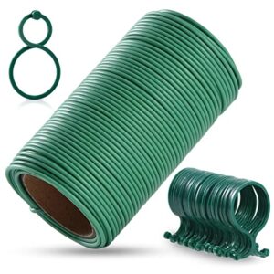 telent outdoors 118 feet soft plant tie green twist garden ties with 20pcs garden plant clips for plants gardening home office organization tpr garden ties supplies with 2mm diameter