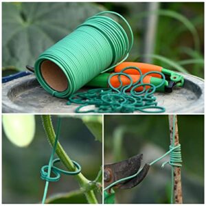 TELENT OUTDOORS 118 Feet Soft Plant Tie Green Twist Garden Ties with 20PCS Garden Plant Clips for Plants Gardening Home Office Organization TPR Garden Ties Supplies with 2mm Diameter