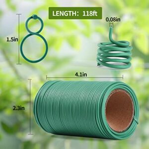 TELENT OUTDOORS 118 Feet Soft Plant Tie Green Twist Garden Ties with 20PCS Garden Plant Clips for Plants Gardening Home Office Organization TPR Garden Ties Supplies with 2mm Diameter