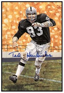 ted hendricks signed goal line art card glac autographed raiders psa/dna