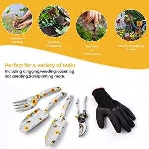 Ebbniur Garden Tool Set, 5Pcs Heavy Duty Floral Garden Tools, Aluminum Rust-Proof Gardening Kit with Garden Shovel, Trowel, Pruner, Gloves, Ideal Gardening Gift for Gardening Lovers, Family & Friends.