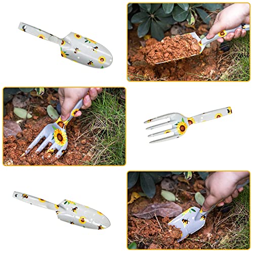 Ebbniur Garden Tool Set, 5Pcs Heavy Duty Floral Garden Tools, Aluminum Rust-Proof Gardening Kit with Garden Shovel, Trowel, Pruner, Gloves, Ideal Gardening Gift for Gardening Lovers, Family & Friends.