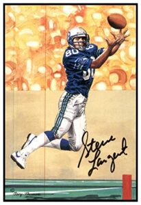 steve largent signed goal ine art card glac autographed seattle psa/dna