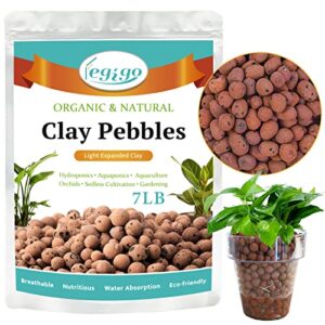 legigo 7 lbs organic expanded clay pebbles, 4mm -16mm light expanded clay aggregate, natural clay pebbles for hydroponic & aquaponics growing, orchid potting mix, dutch buckets, drainage