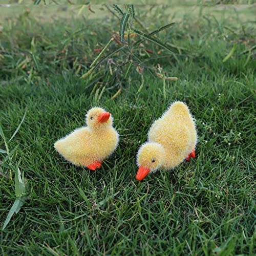 CORIETTA (4 Pack Adorable Simulated Plush Ducky & Hen Polyresin Statue Garden Sculptures Perfect Yard Art Gift Ornament Also can be Easter Decor for Home Garden, Courtyard, Lawn, Walkway