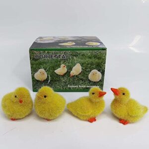 CORIETTA (4 Pack Adorable Simulated Plush Ducky & Hen Polyresin Statue Garden Sculptures Perfect Yard Art Gift Ornament Also can be Easter Decor for Home Garden, Courtyard, Lawn, Walkway