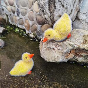 CORIETTA (4 Pack Adorable Simulated Plush Ducky & Hen Polyresin Statue Garden Sculptures Perfect Yard Art Gift Ornament Also can be Easter Decor for Home Garden, Courtyard, Lawn, Walkway