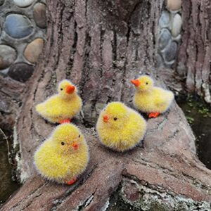 CORIETTA (4 Pack Adorable Simulated Plush Ducky & Hen Polyresin Statue Garden Sculptures Perfect Yard Art Gift Ornament Also can be Easter Decor for Home Garden, Courtyard, Lawn, Walkway