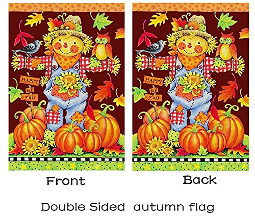 Fall House Flags Double Sided Autumn Flag Scarecrow Harvest Pumpkin Yard Decorations Happy Fall Garden Flags 28 x 40 Inch Large Fall Yard Flags with 2 Grommets