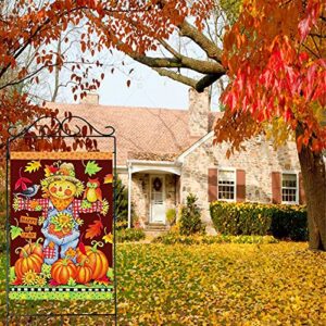 Fall House Flags Double Sided Autumn Flag Scarecrow Harvest Pumpkin Yard Decorations Happy Fall Garden Flags 28 x 40 Inch Large Fall Yard Flags with 2 Grommets