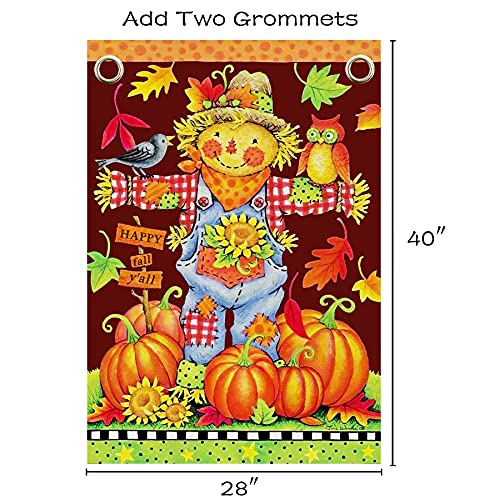 Fall House Flags Double Sided Autumn Flag Scarecrow Harvest Pumpkin Yard Decorations Happy Fall Garden Flags 28 x 40 Inch Large Fall Yard Flags with 2 Grommets